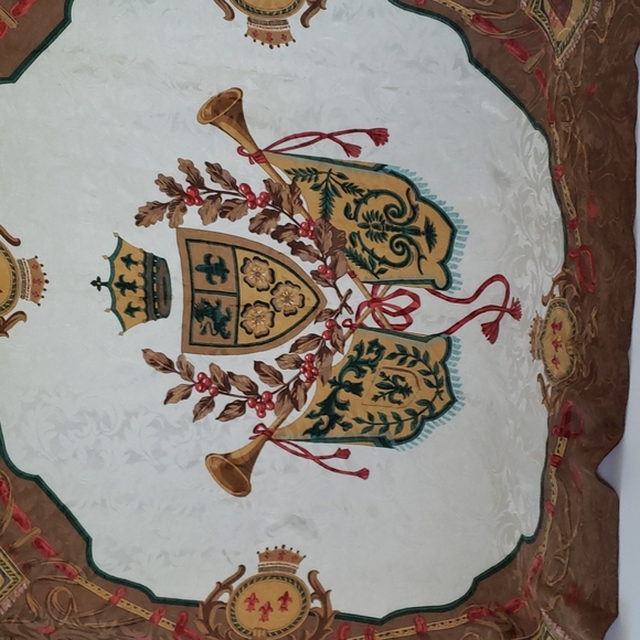 Talbots | Accessories | Vintage Talbots Silk Scarf Brown Gold Cream ...